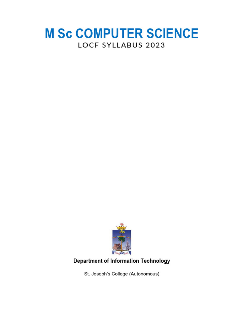 M Sc Computer Science LOCF Syllabus 2023 | PDF | C++ | Curriculum