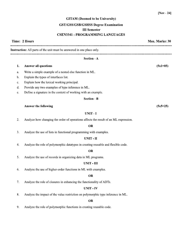Csen3341 Programming Languages | PDF