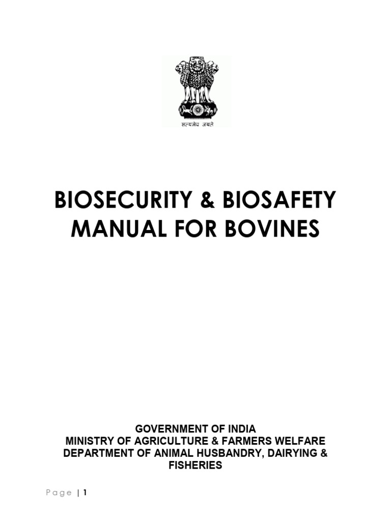 Biosecurity and Biosafety Manual For Bovines - 0 | PDF | Cattle ...