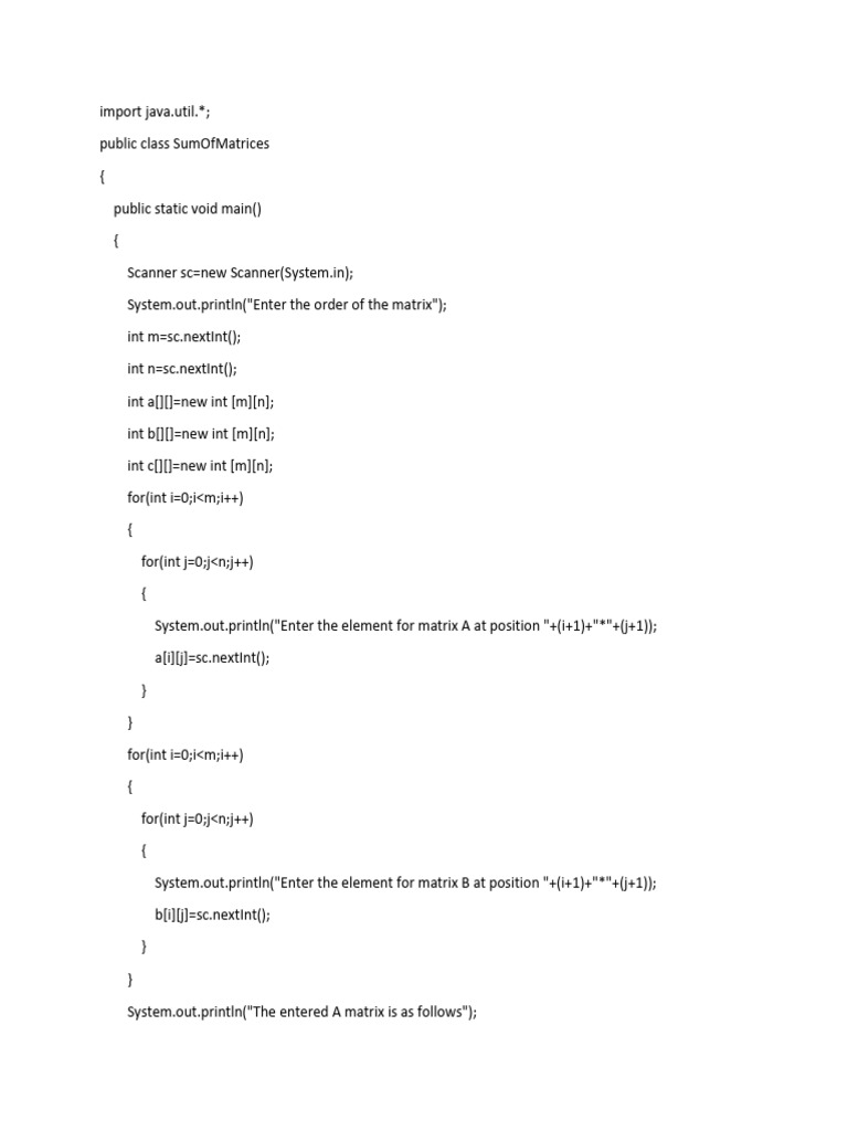 Sum of Matrices | PDF