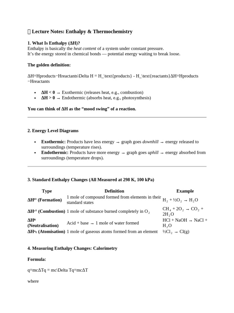 Enthalpy | PDF | Enthalpy | Heat