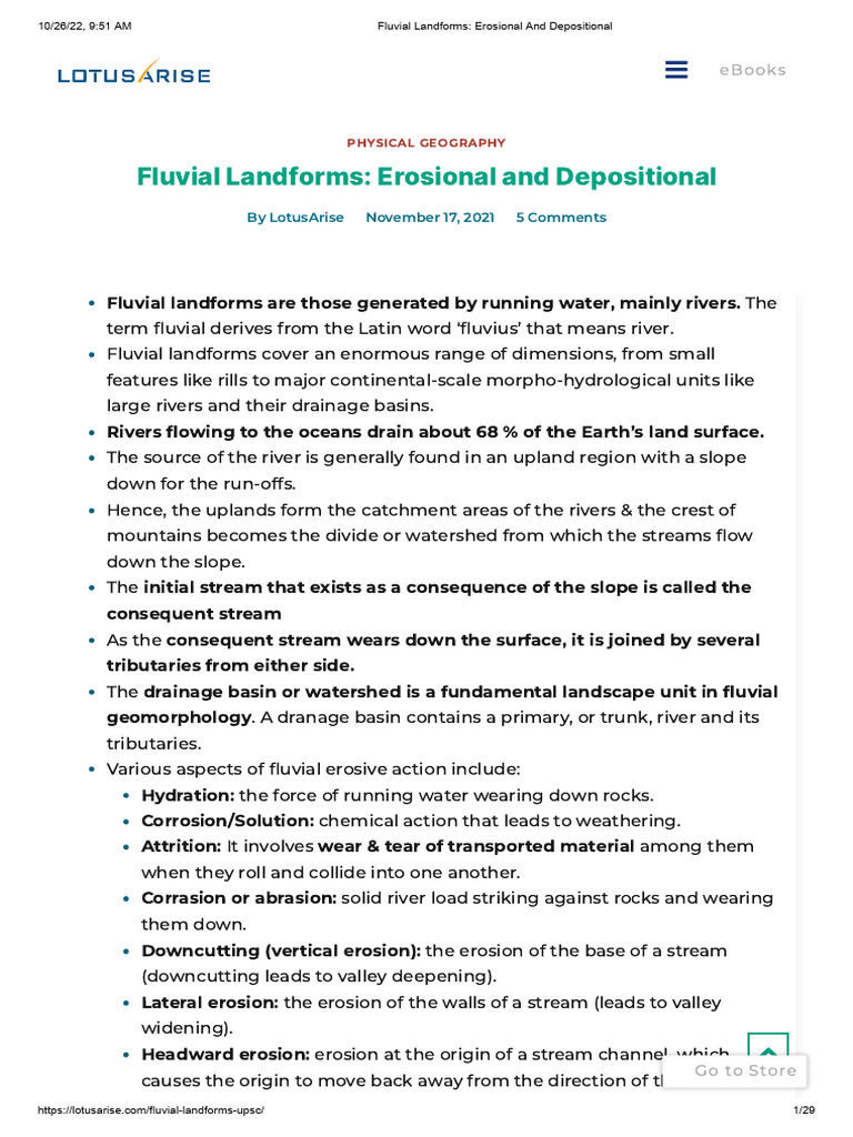 Fluvial Depositional Landforms Explained | PDF | River Delta | Erosion