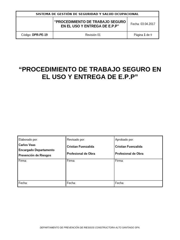 19 - Pe - PTS Uso Entrega de Epp | PDF | Seguridad y salud ocupacional | Soldadura