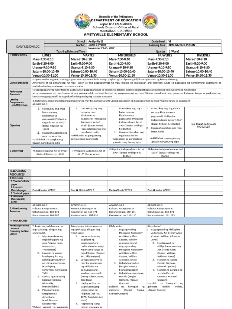 Dll-Ap 6 Q2-WK3 | PDF