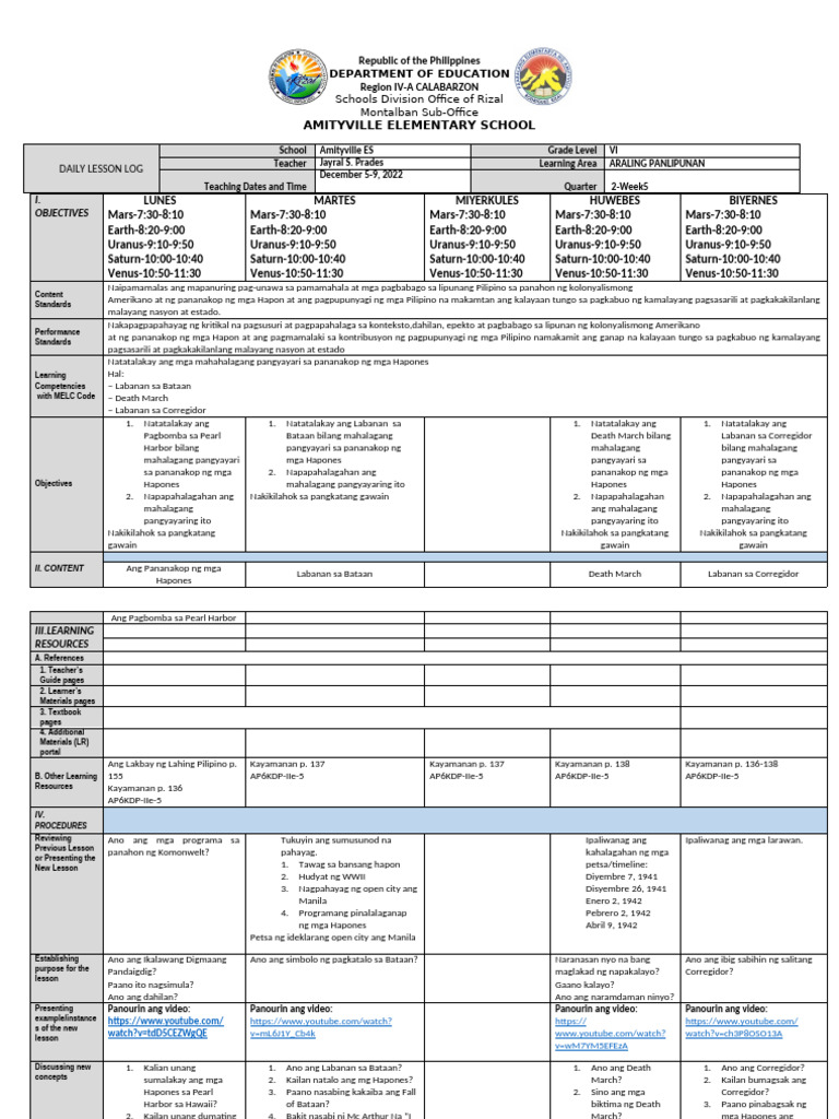 DLL-AP 6 Q2-WK5 | PDF