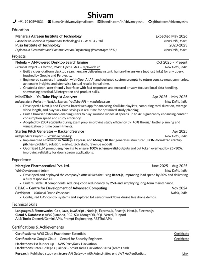 Shivam Kumar Resume | PDF | Amazon Web Services | Cloud Computing