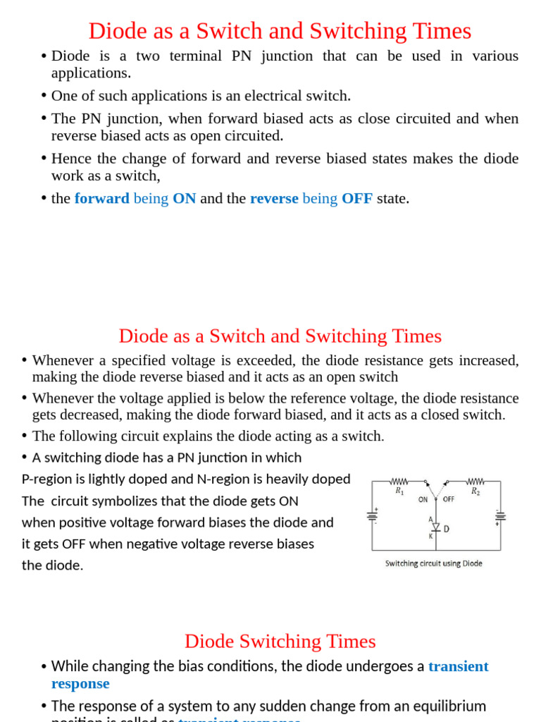 Diode As A Switch | PDF | P–N Junction | Diode