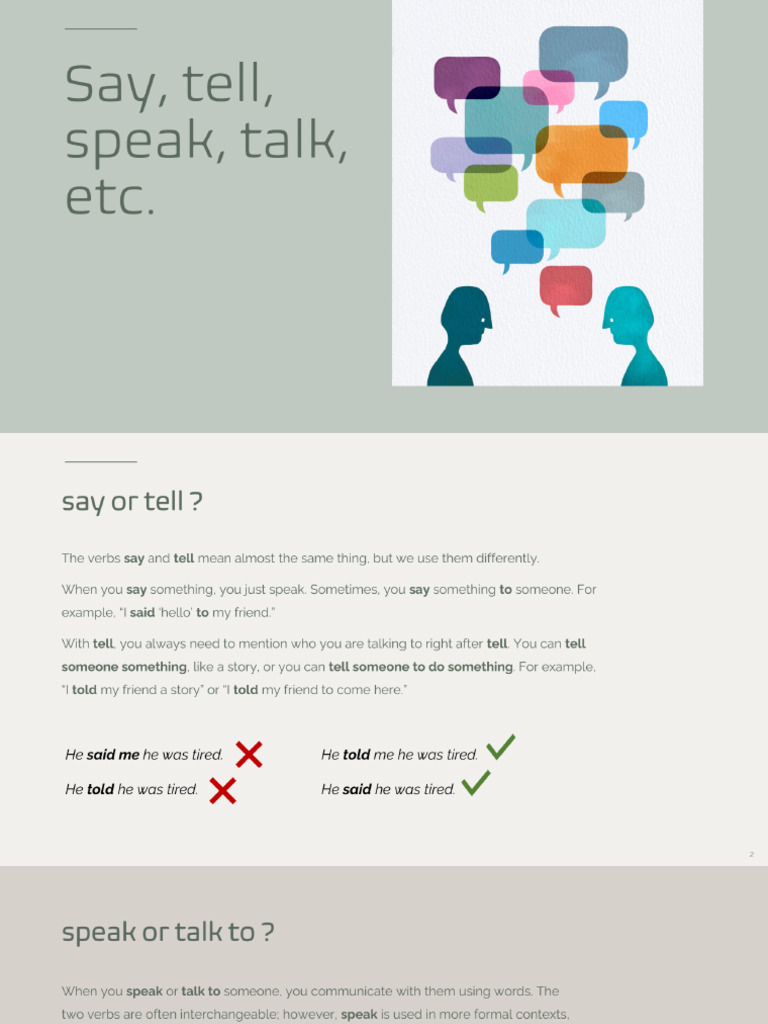 English Exercises Speak Say Tell Etc 2025 | PDF