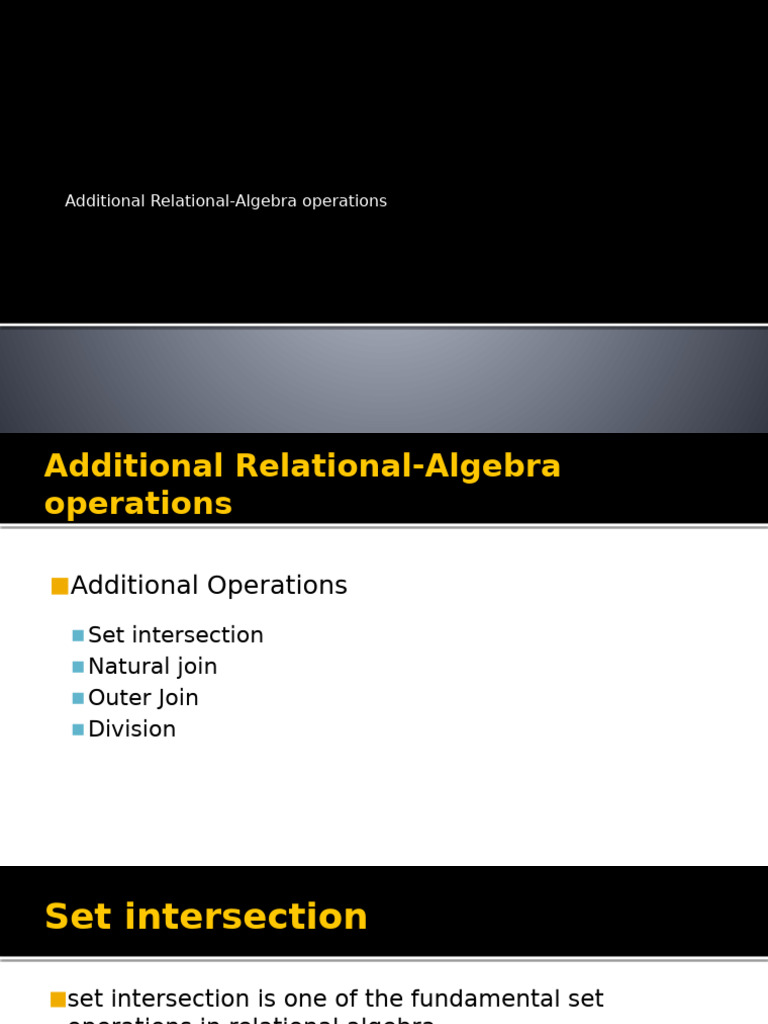 Additional Relational Algebra | PDF | Databases | Computer Programming
