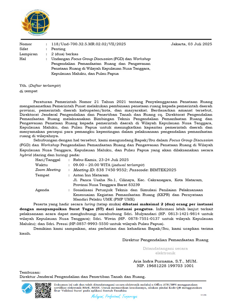 Undangan FGD Pengendalian Ruang 2025 | PDF
