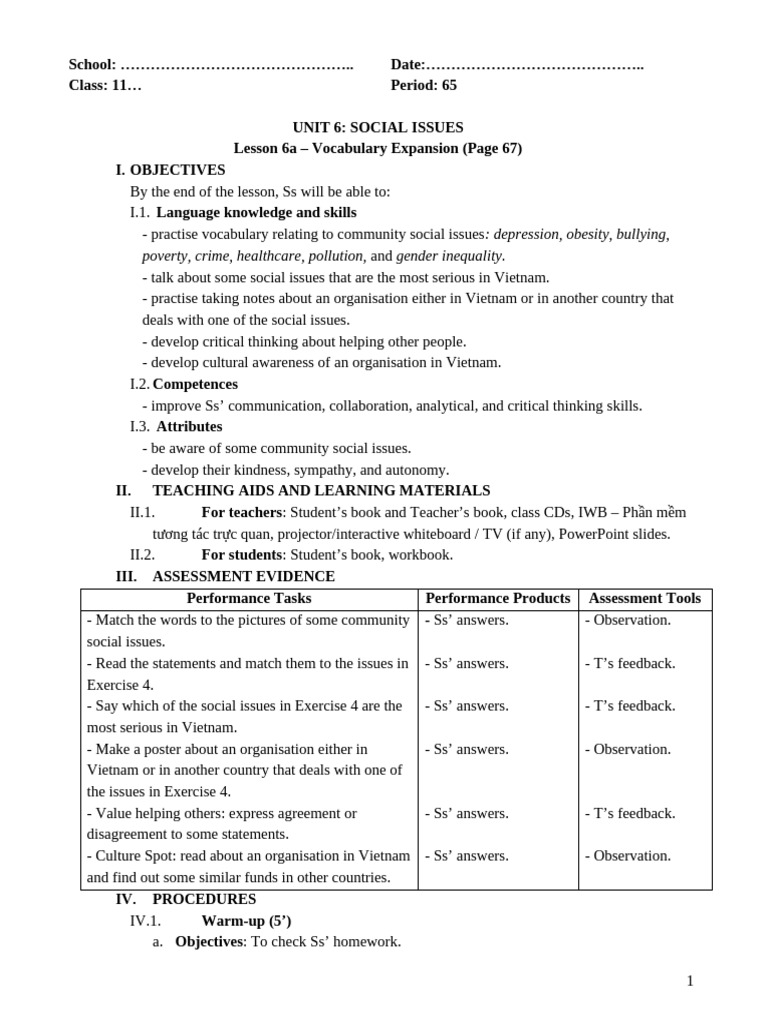 Unit 6 - Lesson 6a - Vocabulary Expansion - Page 67 | PDF | Learning ...