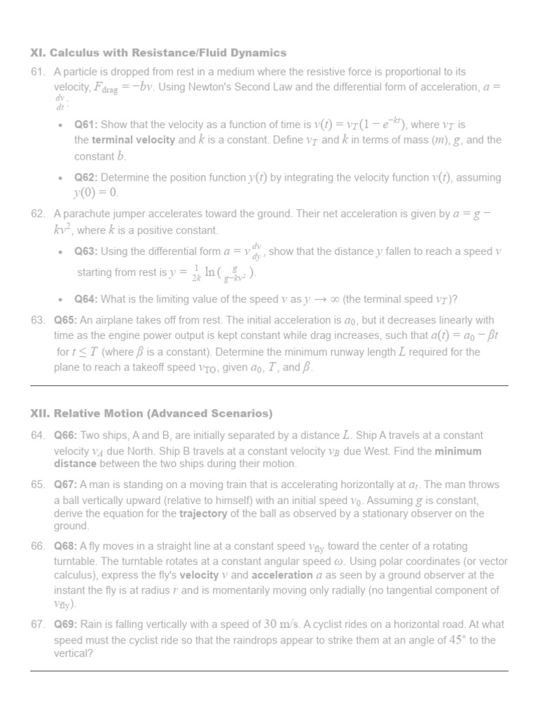 Kinematics Questions Advanced Topics1 | PDF | Acceleration | Velocity