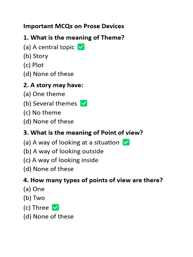 Key MCQs on Prose Devices | PDF | Metaphor | Poetry