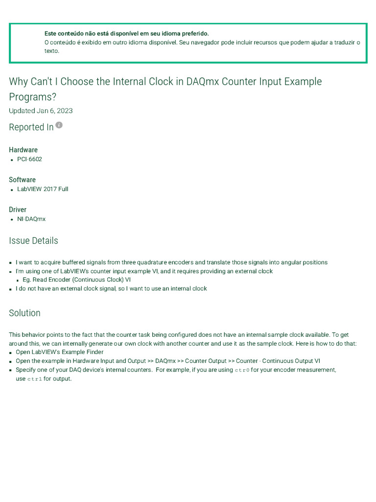 Why Can't I Choose The Internal Clock in DAQmx Counter Input Example ...