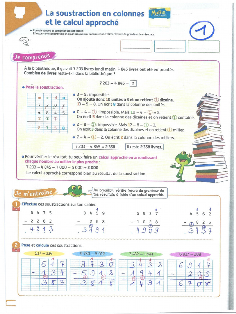 CORRIGE 3 PAGES SOUSTRACTION Méthode Pour Résolution Problèmes | PDF