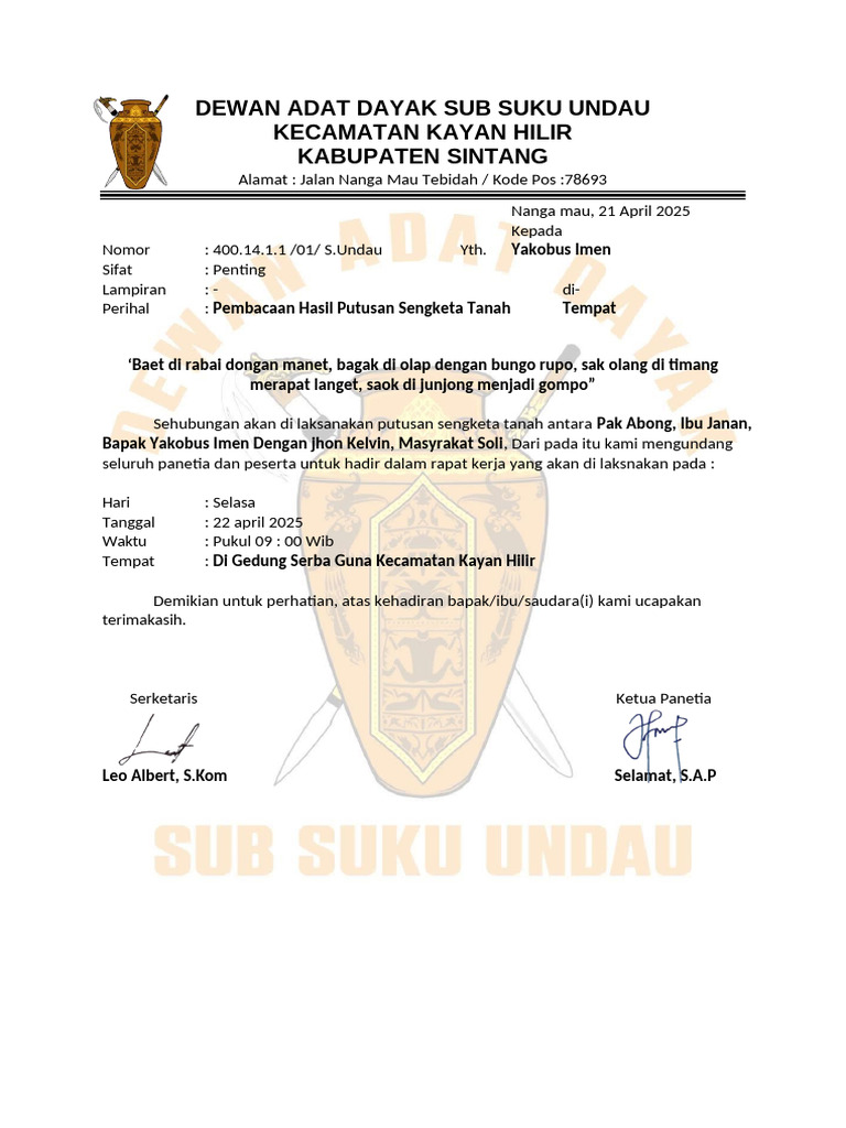 Undangan Yakobus Imen | PDF