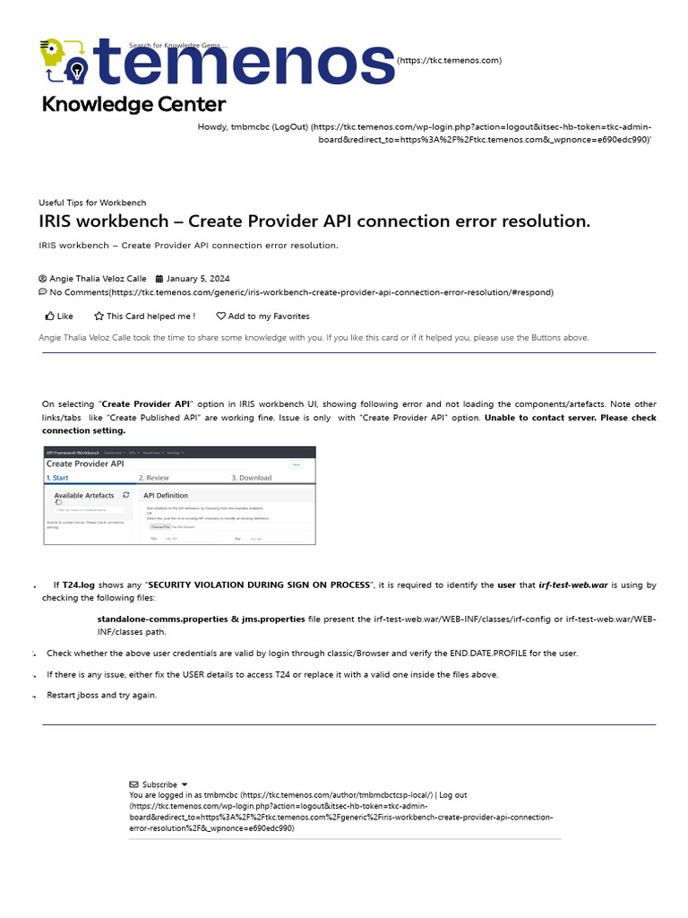 IRIS Workbench API Connection Error Fix | PDF | Operating System ...