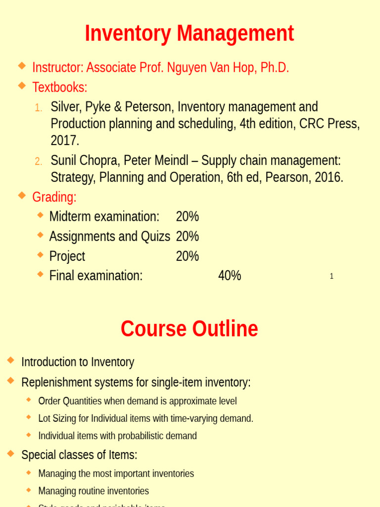 Inventory Management Course Overview | PDF | Inventory | Demand