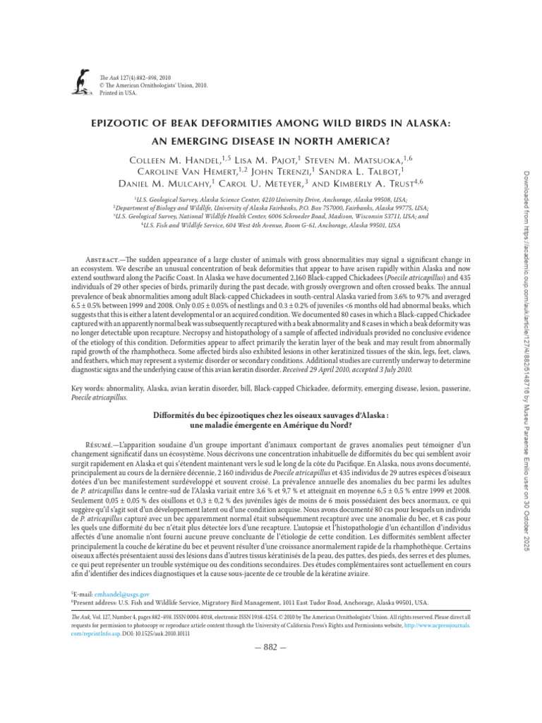 Beak Deformities in Alaska Birds | PDF | Beak | Birds
