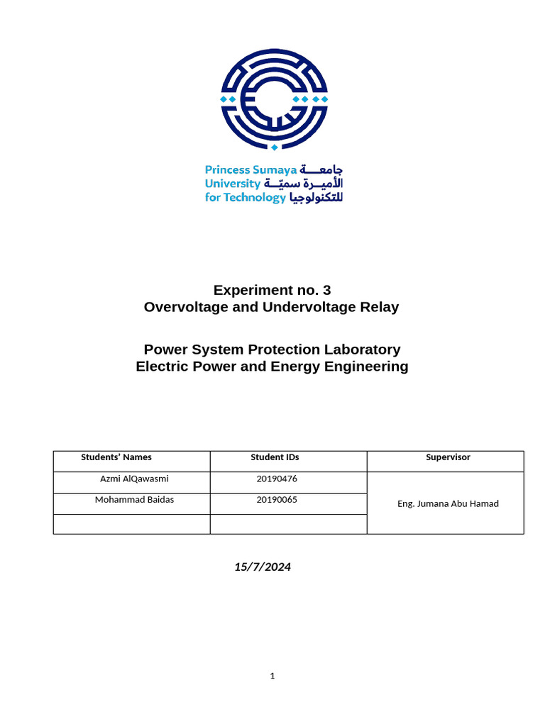 Exp 3 Overvoltage and Undervoltage Relay | PDF | Relay | Power Supply