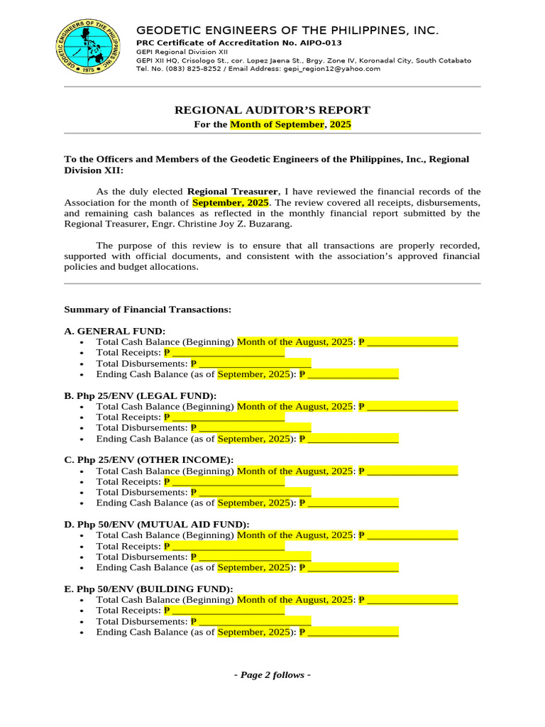 GEPI Regional Division XII Audit Report | PDF