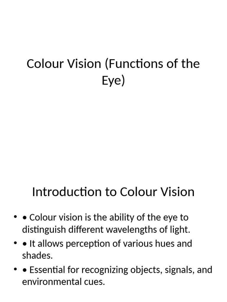 Colour Vision (Functions of The Eye) | PDF | Visual Perception | Color