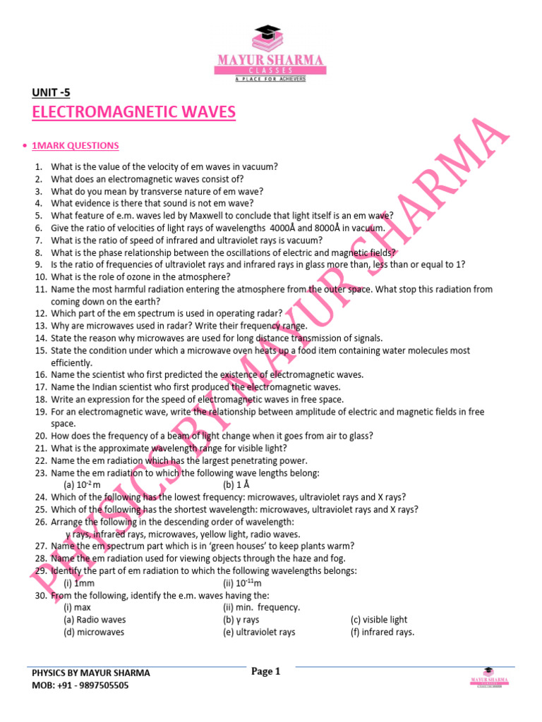 Electromagnetic Waves | PDF | Electromagnetic Radiation | Waves