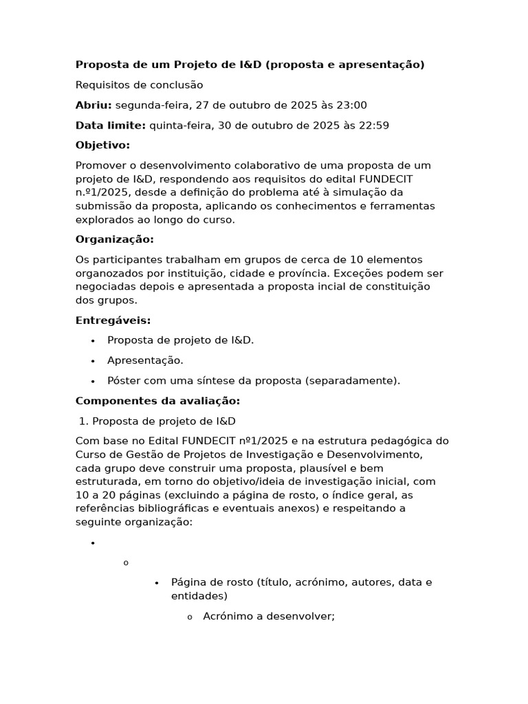 Proposta de Projeto de I&D FUNDECIT 2025 | PDF | Gestão de recursos humanos