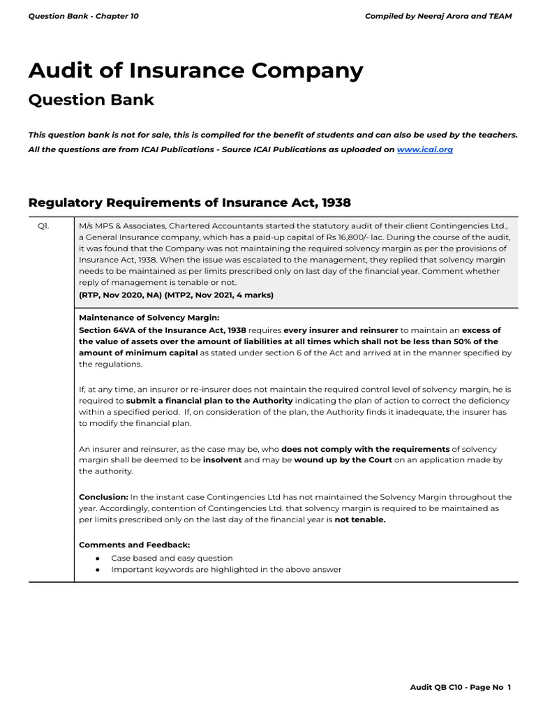 Insurance Audit Practices and Regulations | PDF | Reinsurance | Insurance