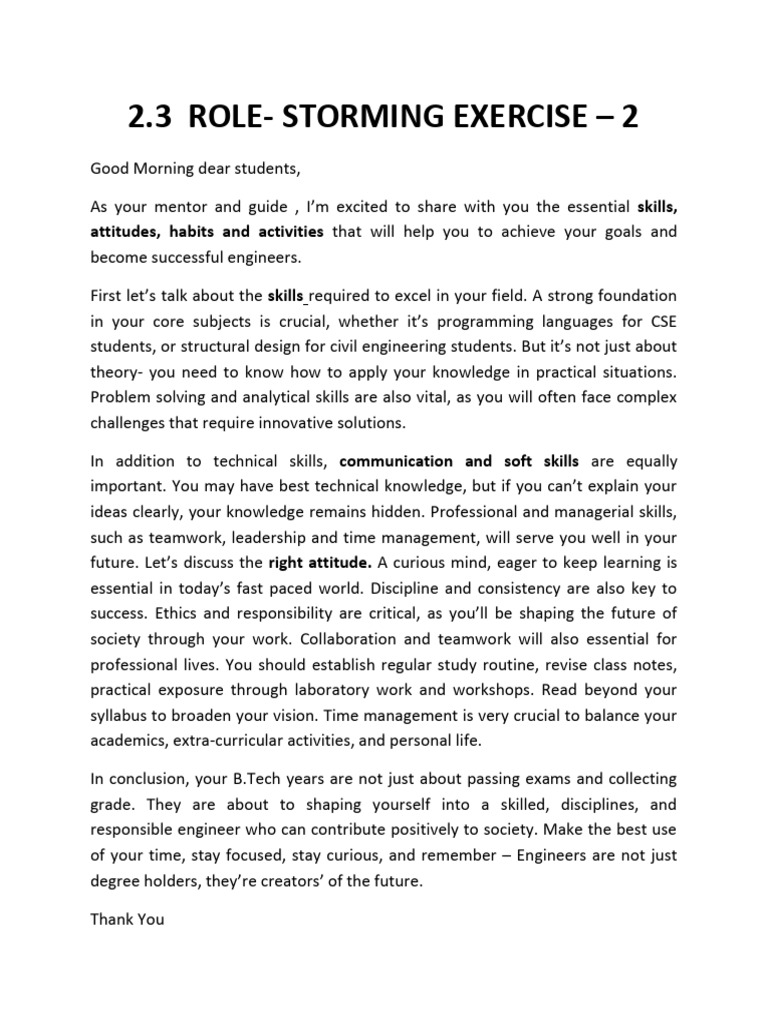 Storming Exercise - 2 | PDF