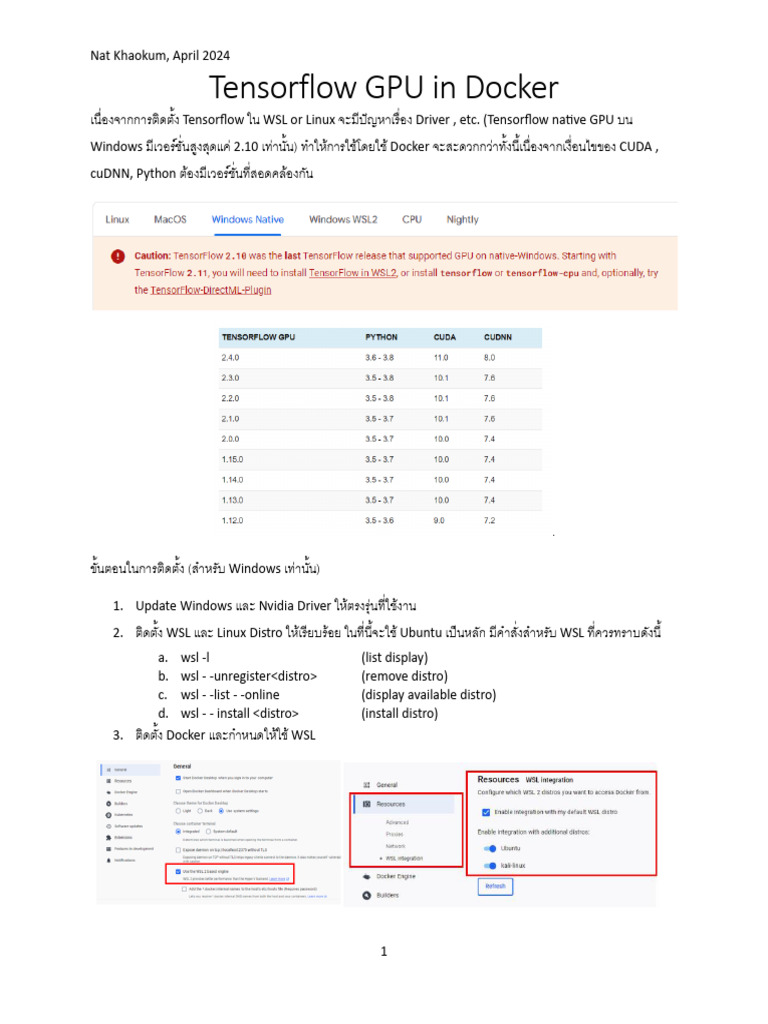 Tensorflow GPU in Docker และการแก้ไขปัญหา | PDF