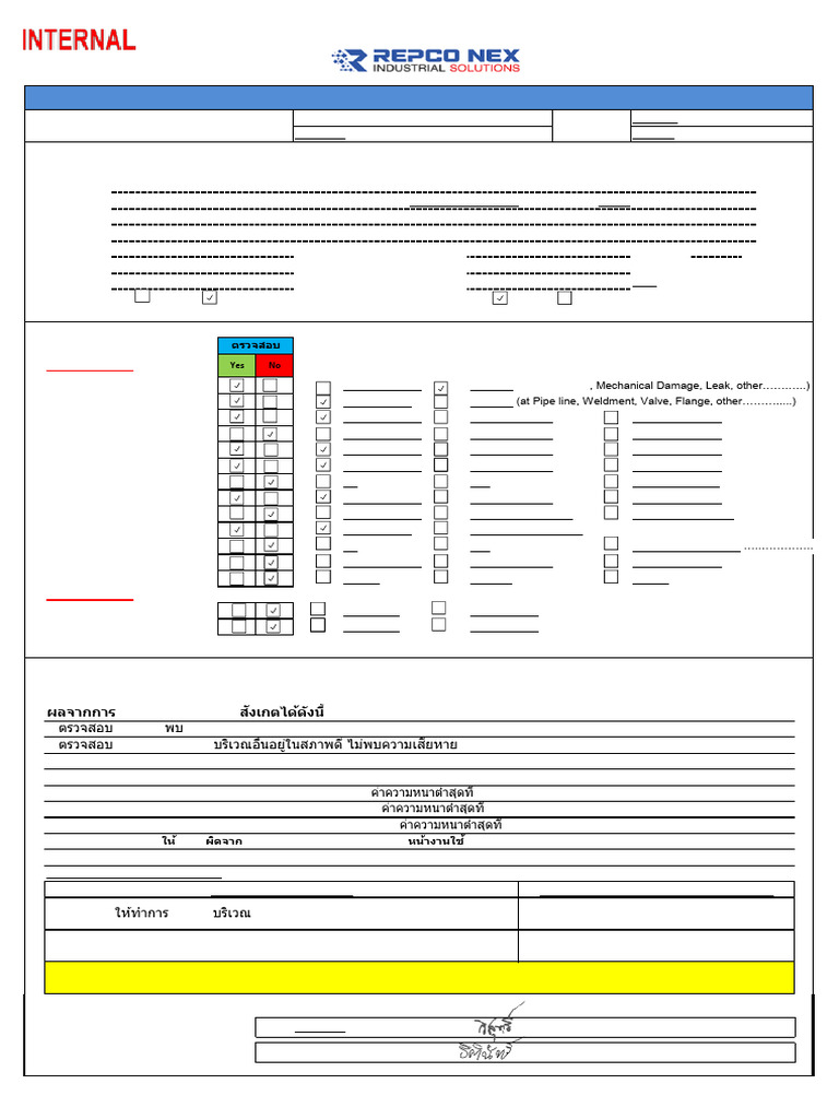External Inspection Checklist For Process Piping: General Information ...