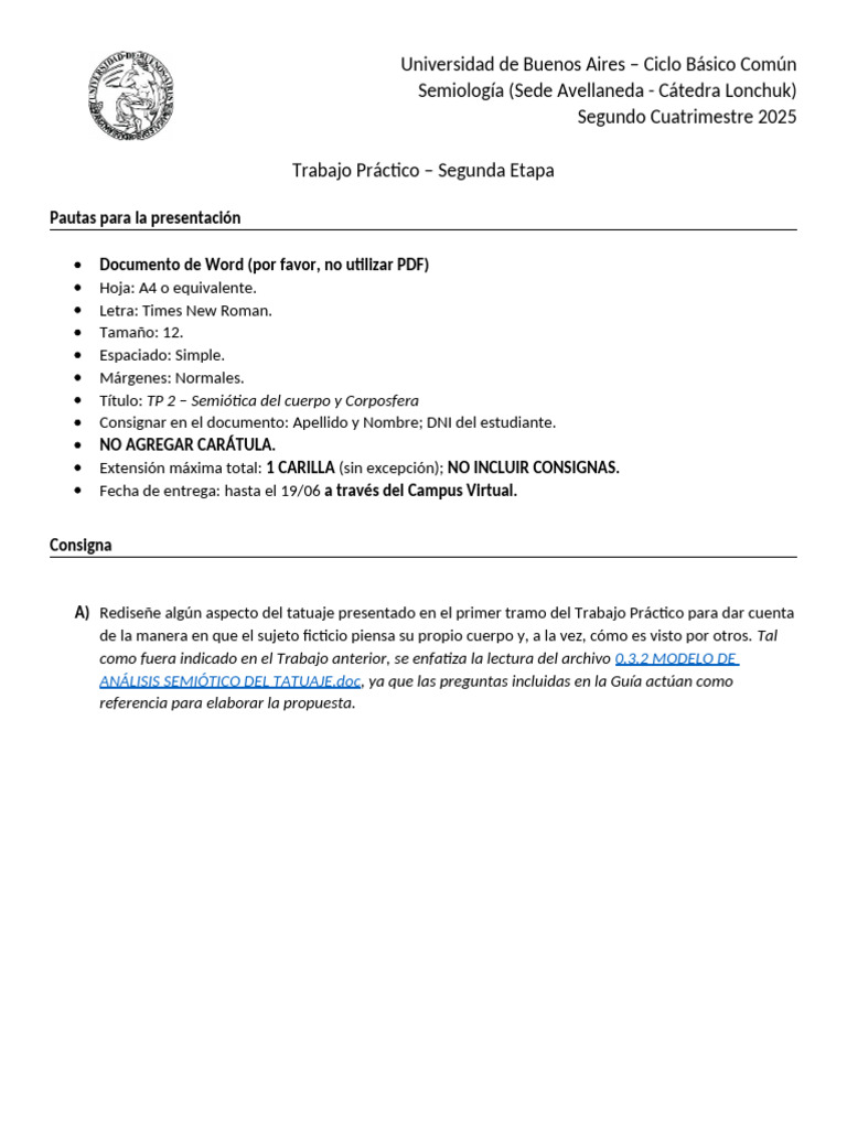 Semiologia - Consigna TP - Segunda Etapa | PDF