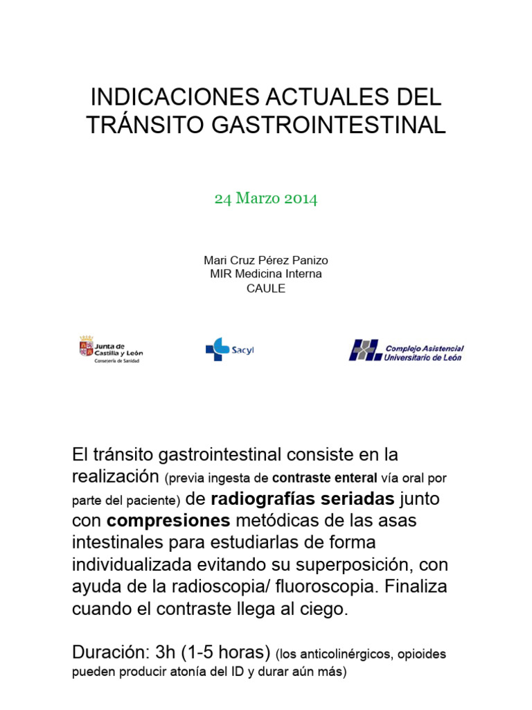 Indicaciones Actuales Del Tránsito Gastrointestinal (Mari Cruz Pérez ...