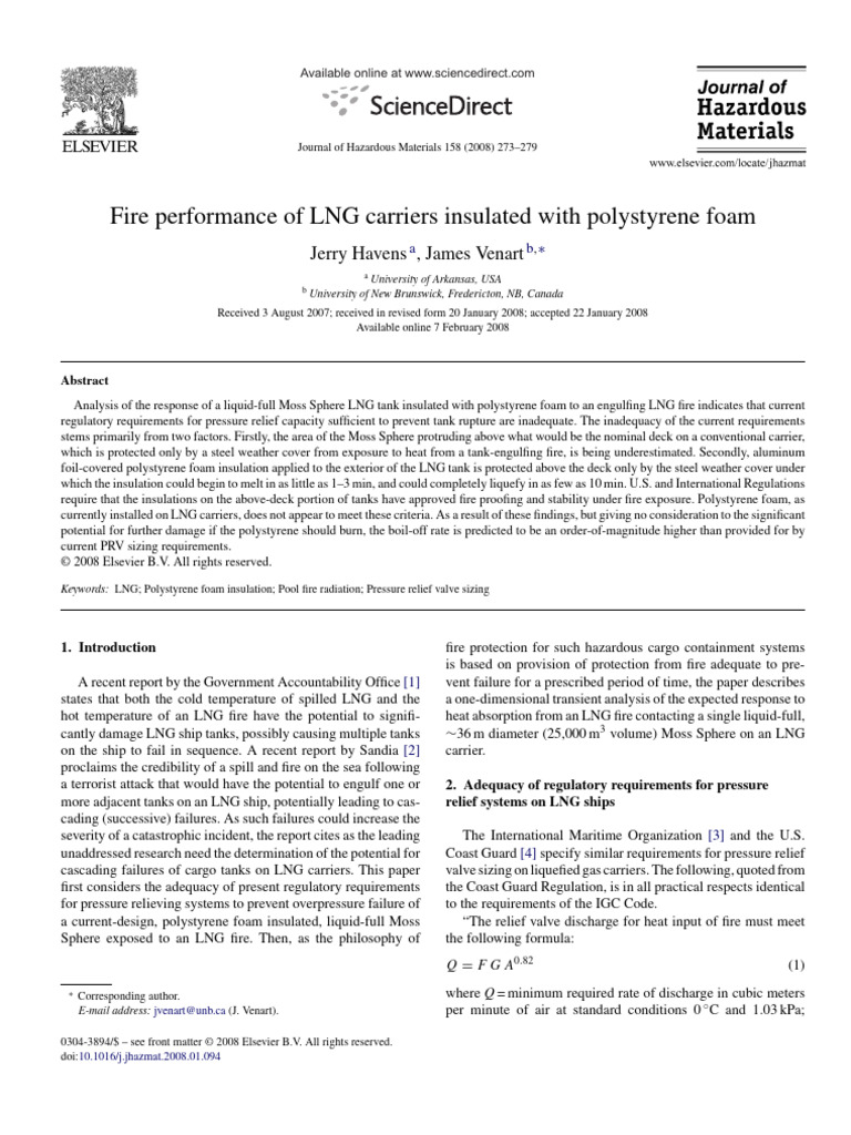 LNG Carrier Fire Safety Analysis | PDF | Heat Transfer | Thermal Insulation