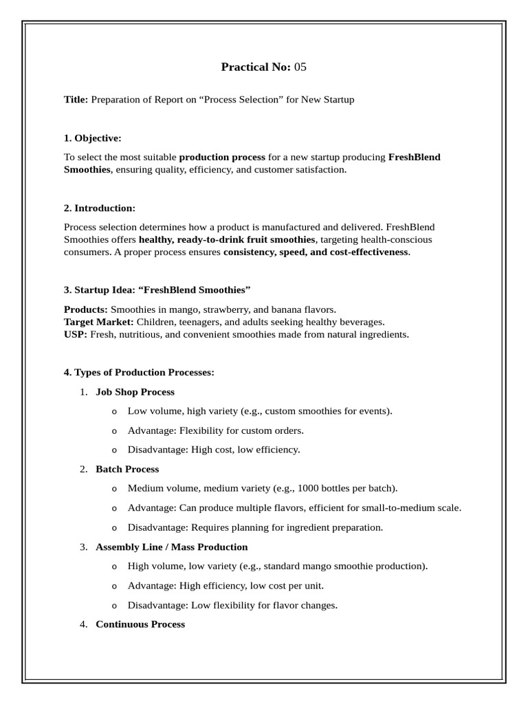 Practical No 5 (End) | PDF | Smoothie | Business