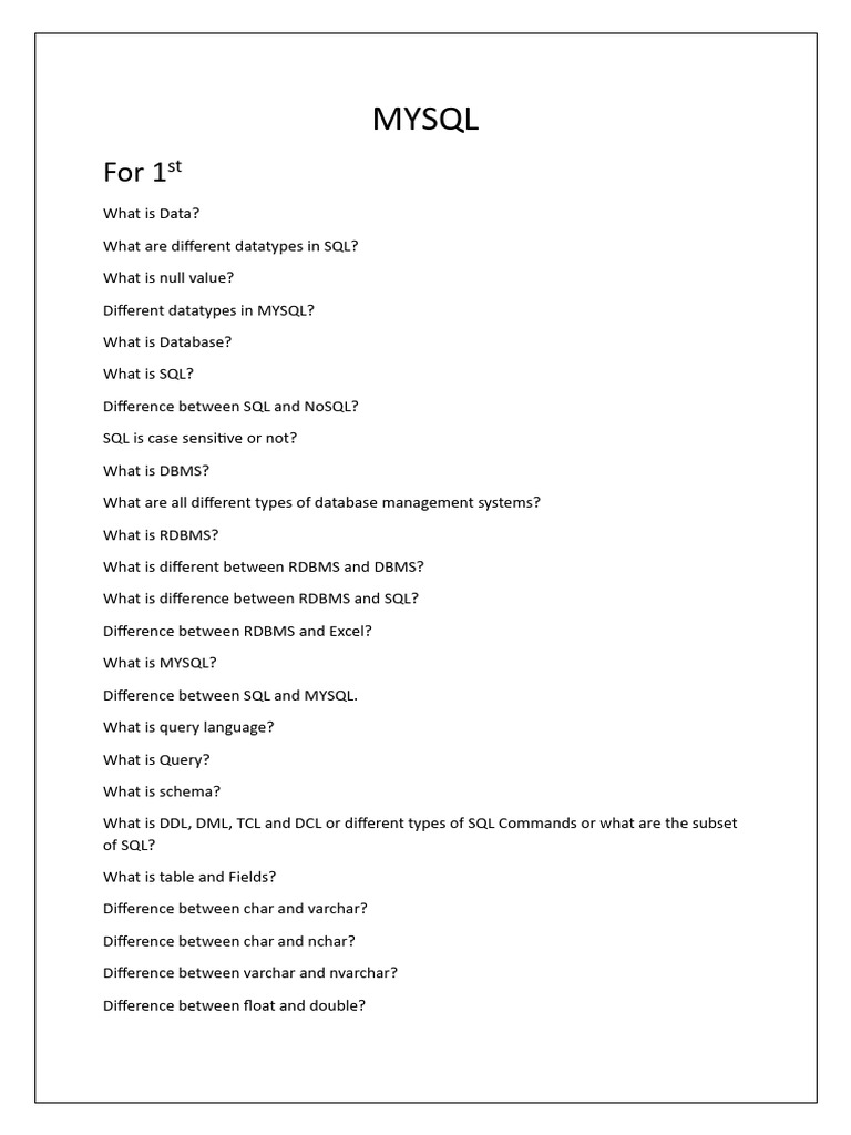 MySQL Interview Questions | PDF | Sql | Data Management Software