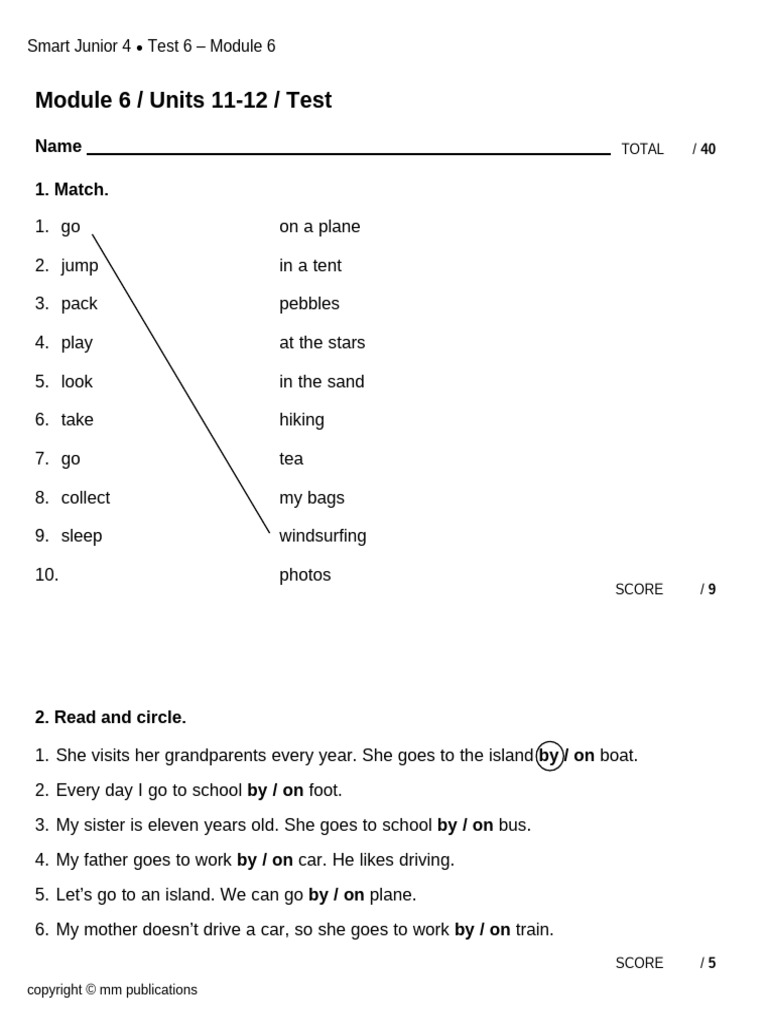 Smart Junior 4 Module 6 Test Guide | PDF | Chess Theory | Chess