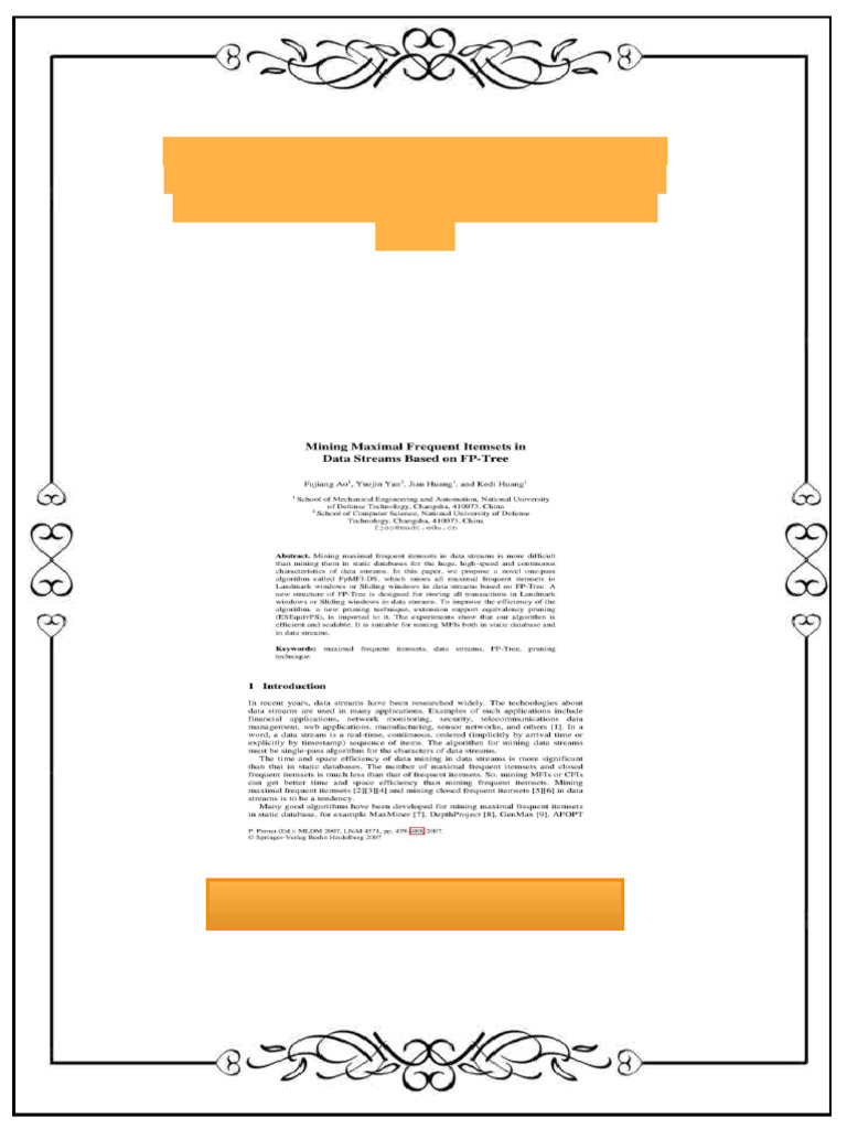 Mining Maximal Frequent Itemsets in Data Streams Based on FP Tree 1st Edition by Fujiang Ao ...