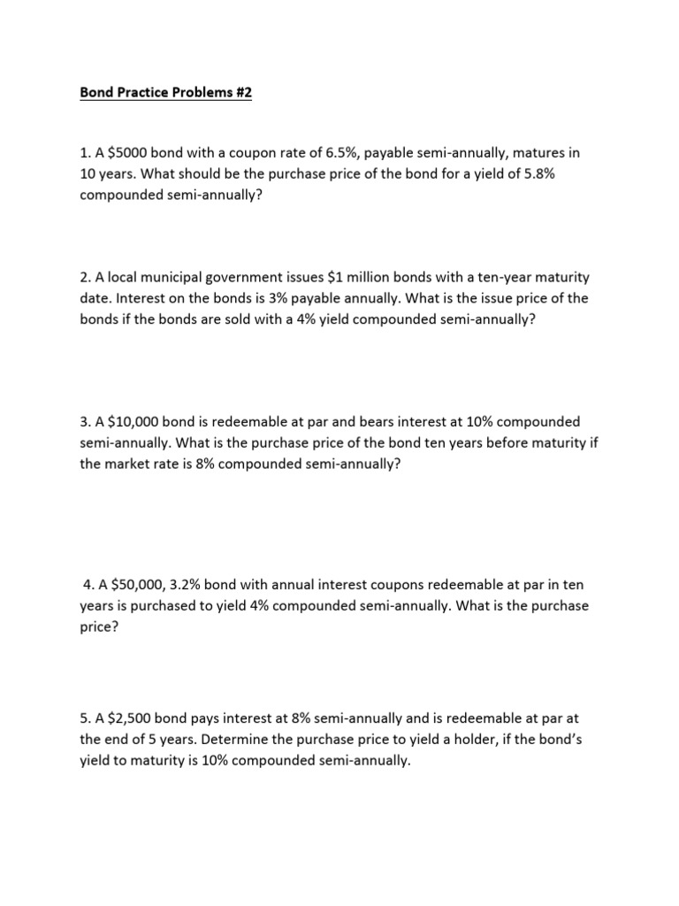 Bond Practice Problems #2 | PDF