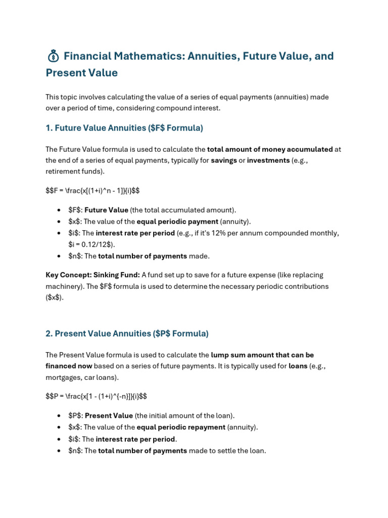 Finmacial Maths Grade 12 Notes | PDF