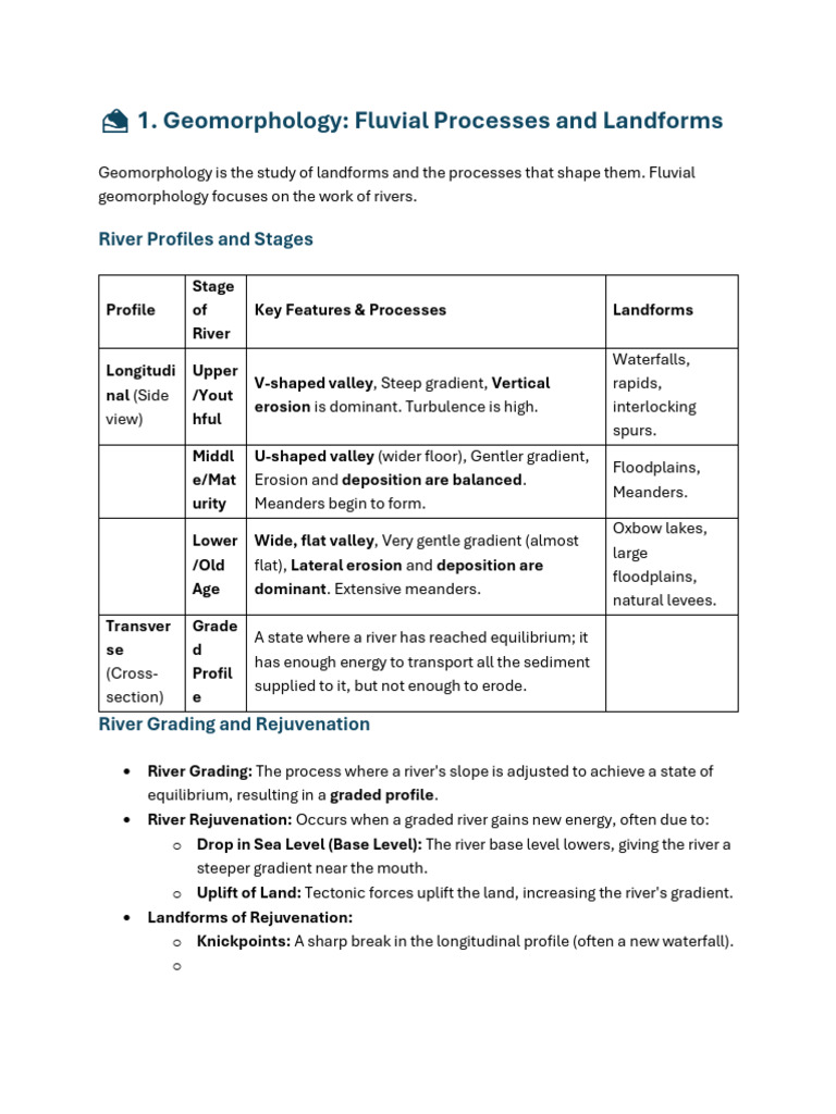 Fluvial Geomorphology: River Stages & Features | PDF | Valley | Erosion