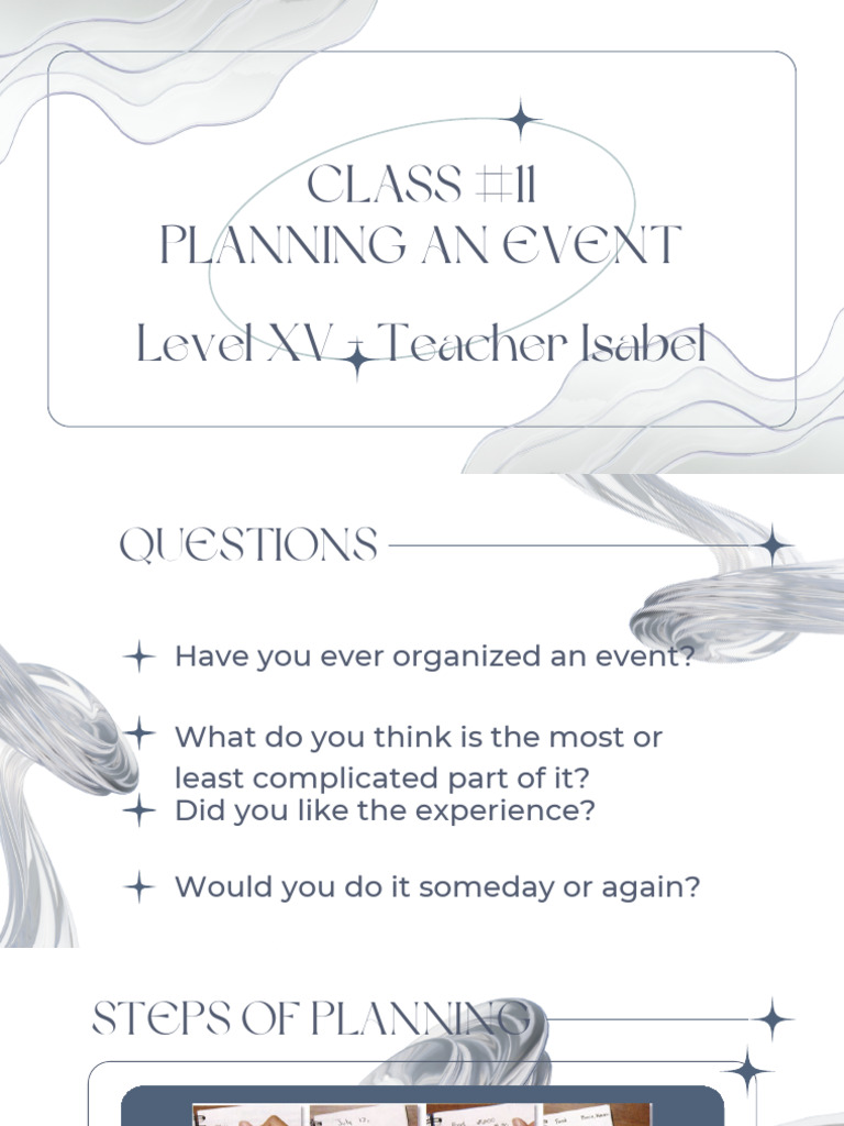 Event Planning Class Activities Guide | PDF
