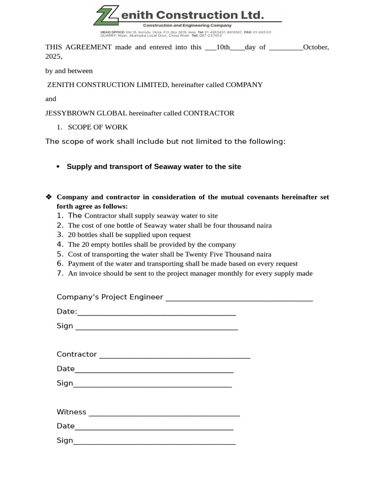 Water Agreement | PDF