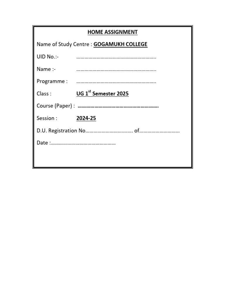 GOGAMUKH COLLEGE UG 1st Semester Form | PDF