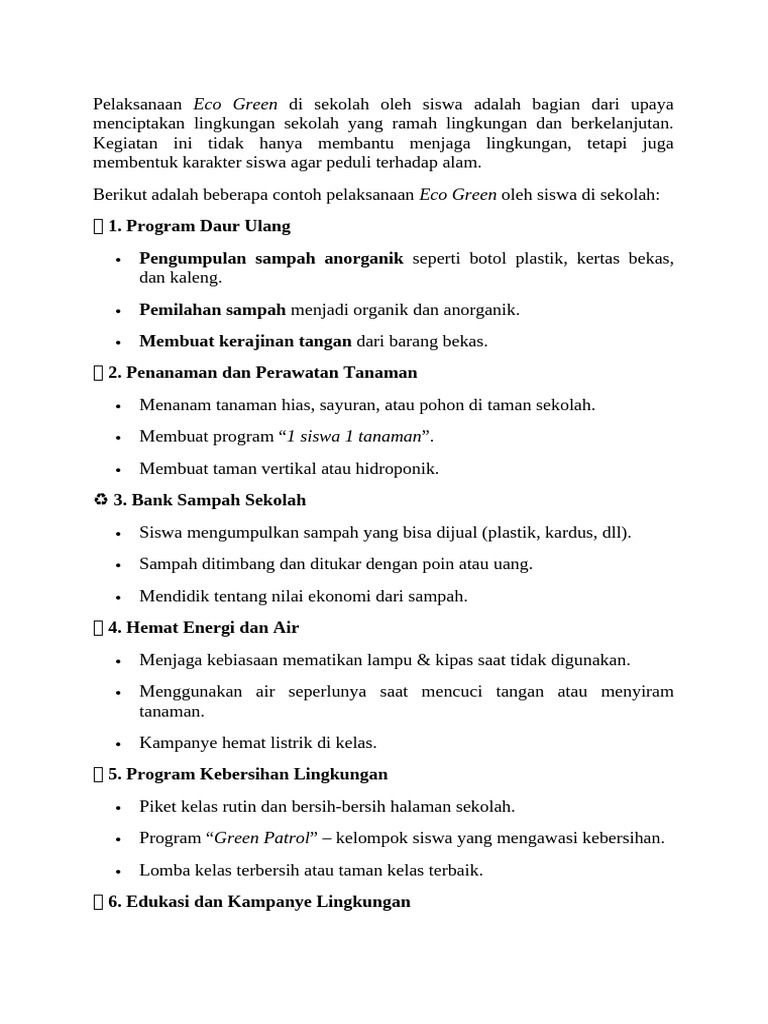 Contoh Program Eco Green Sekolah | PDF