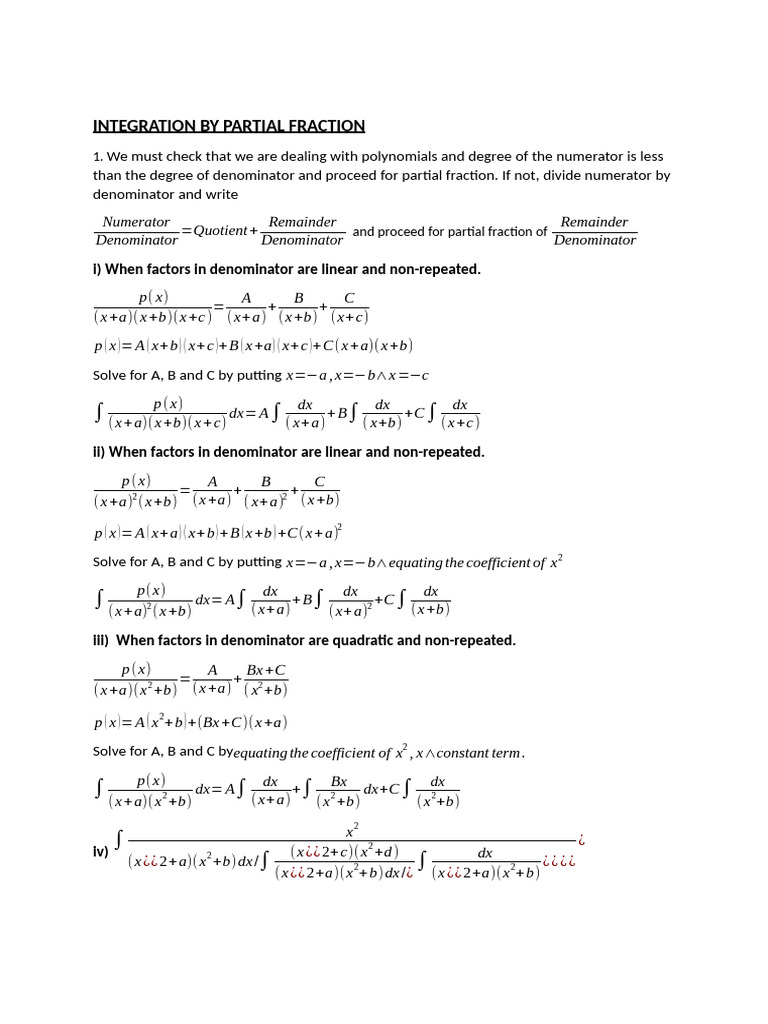 Integration by Partial Fraction | PDF | Division (Mathematics) | Numbers