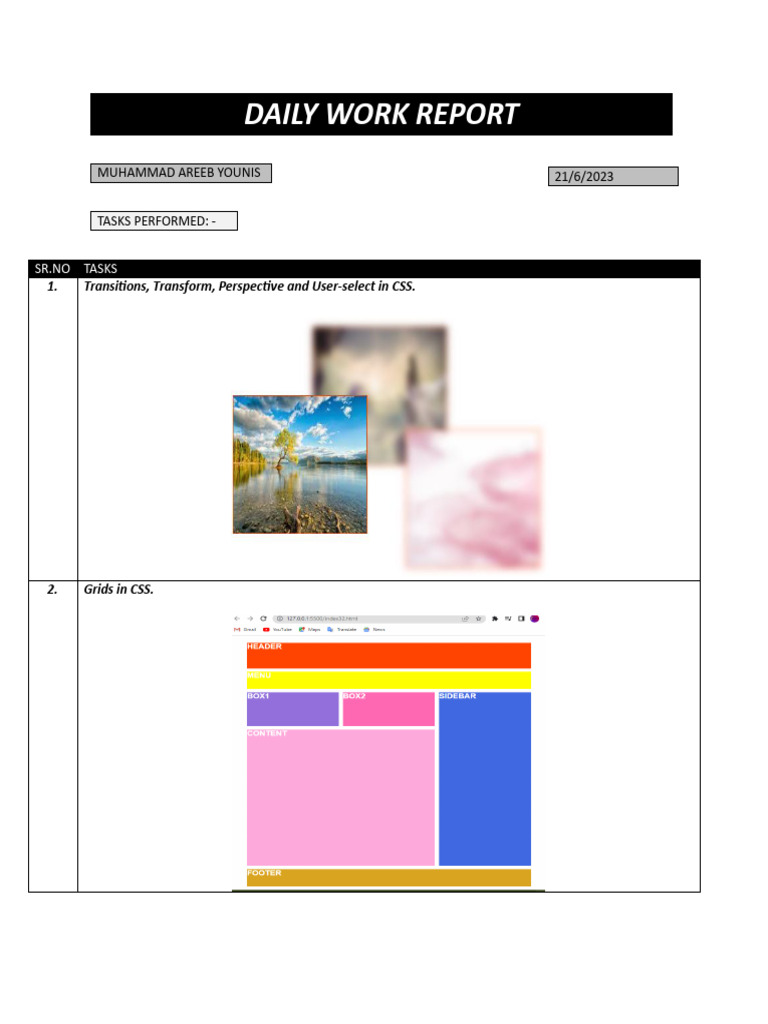 CSS Transitions and Grids Report | PDF