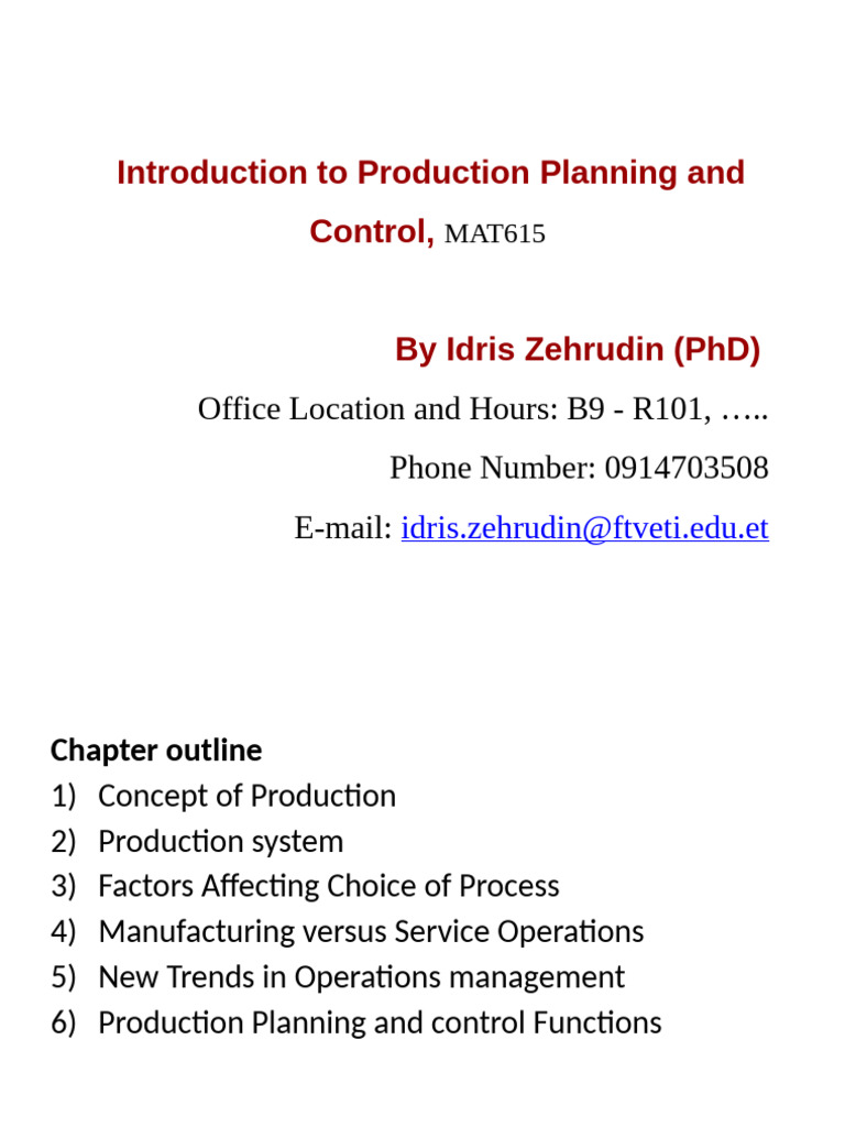 Introduction to Production Planning | PDF | Supply Chain | Inventory