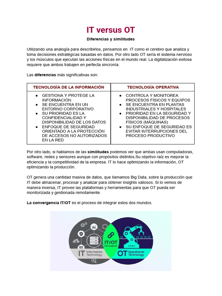 IT Versus OT | PDF